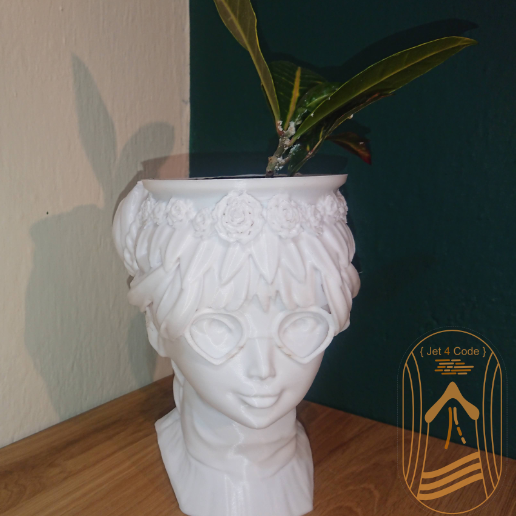 👧 Rose-Crowned Girl Planter pots・ STL File for 3D printing・Cults