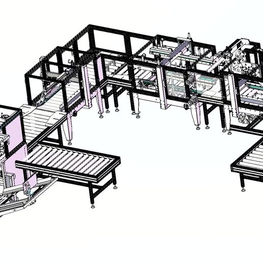 📦 3D CAD Model, Automatic Carton Sealing and Packaging Line – High ...
