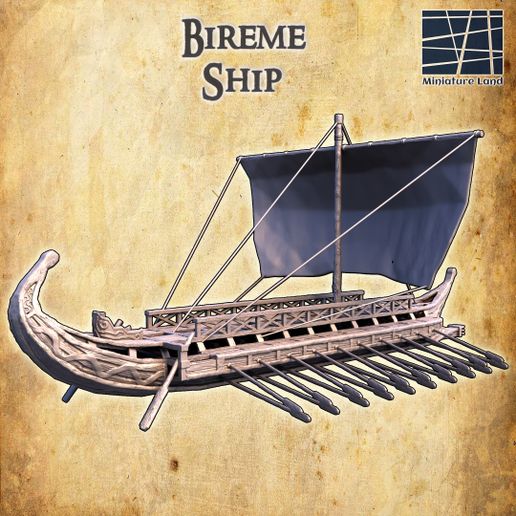 🚢 Bireme Ship - Tabletop Terrain - 28 MM・ STL File for 3D printing・Cults