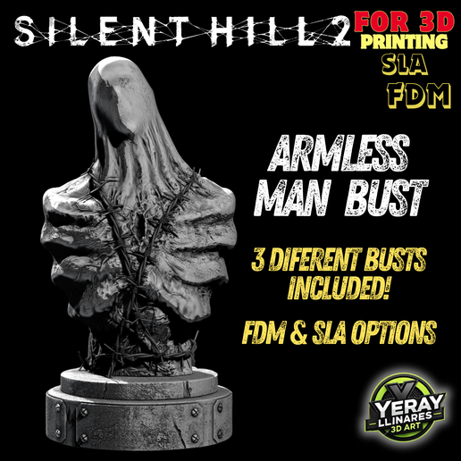 STL 文件 Set of 3 Busts "Armless Man" - Silent Hill - With Barbed Wire ...