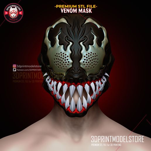 🦸‍♂️ Venom Spiderman Máscara Cosplay・Archivo 3D para Impresión 3D・Cults