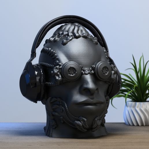 STL file Robot human head Headphone Stand Cyborg Headset Stand Perfect ...