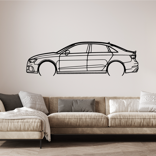 STL-Datei Audi RS3 8V Limousine 2D Kunst/ Silhouette 🚗 ・3D-druckbare ...
