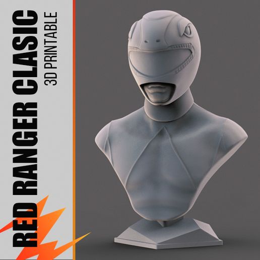 3D file Red Ranger Classic Bust - Fan Art 👤 ・3D printable design to ...