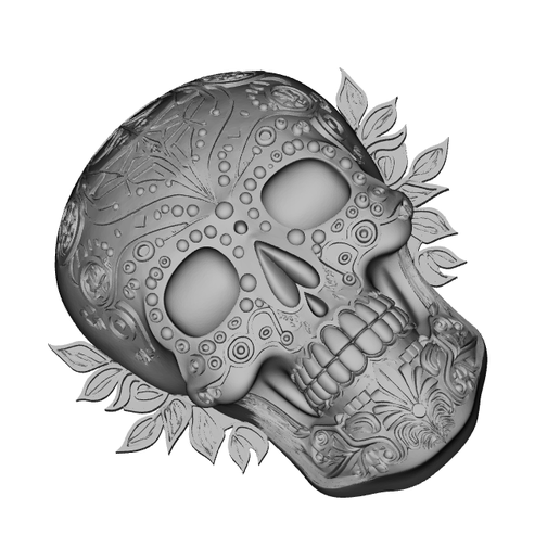 💀 Grayscale Día de Muertos Skull Sculpture – High Detail ZBrush Resin ...