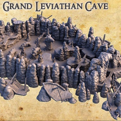 🎲 Grand Leviathan Cave - Tabletop Terrain - 28 MM・ STL File for 3D ...