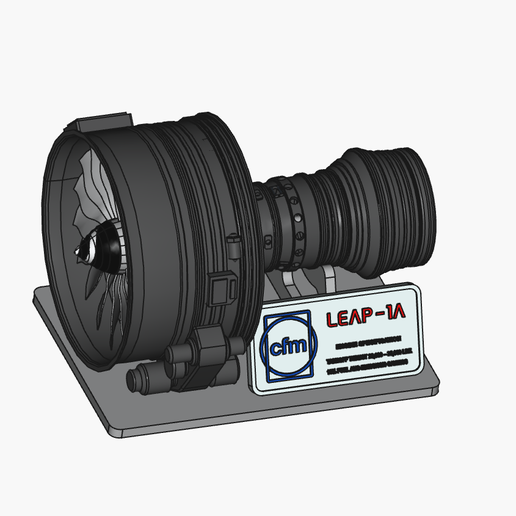 ️ CFM LEAP-1A Jet Engine with Model plate STL | Airbus A320neo Turbofan ...