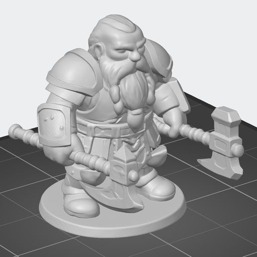 🔨 Dwarf Warrior with hammer and axe DnD character 3D printable model ...