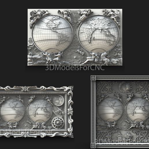 📁 3D Model STL File for CNC Router Laser & 3D Printer World Map Pack ...