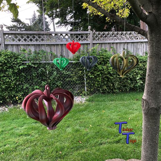 🌬️ Wind Spinner Heart・ STL File for ・Cults