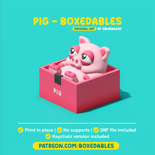 STL file Pig - Boxedables [Original Art] 🐖 (3MF)・3D printing design to ...