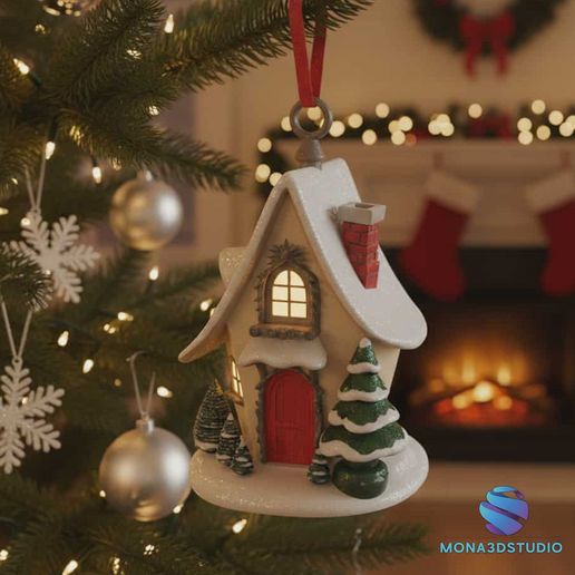 🪄 Magic Christmas Cottage 3D Printable Ornament - 12cm・ STL File for 3D ...