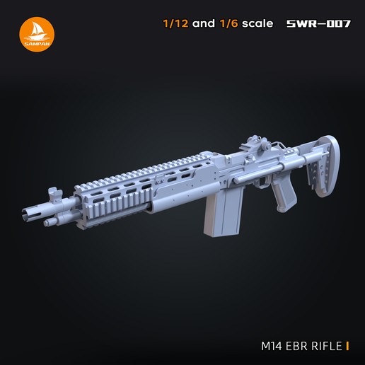 🔫 1-12 and 1-6 M14 EBR Rifle SWR-007・ 3D File for 3D printing・Cults