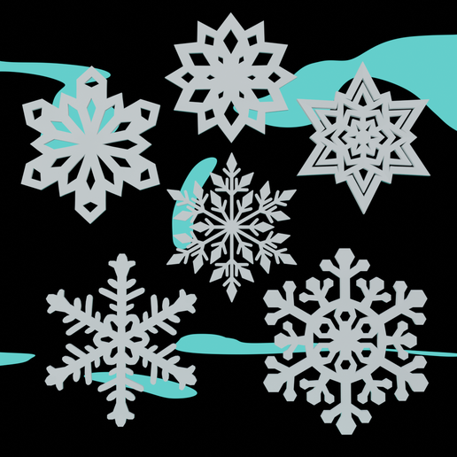 STL file Snowflake collection snow ️ (OBJ)・3D printable model to ...