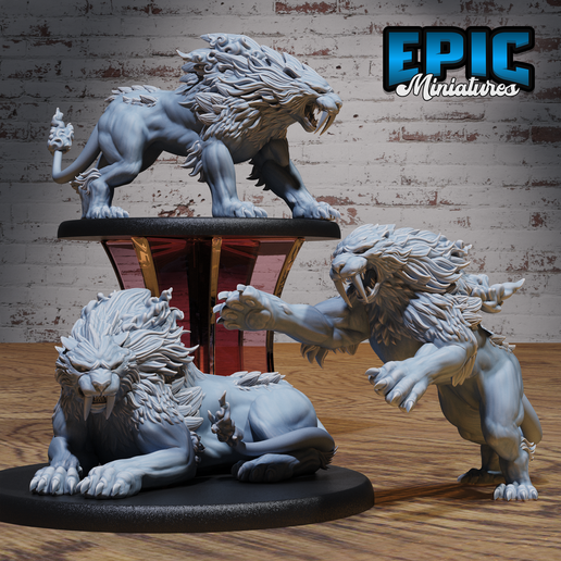 🎲 Sabertooth Beast Set ‧ DnD Miniature ‧ Tabletop Miniatures ‧ Gaming ...