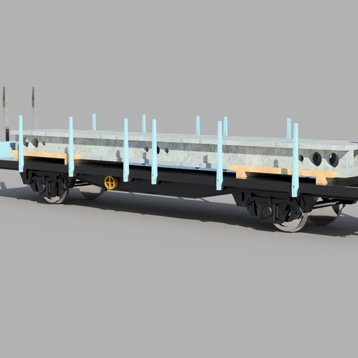 🚆 1/87 - HO Scale - Concrete Beam Type 3 Cargo Train・ STL File for 3D ...