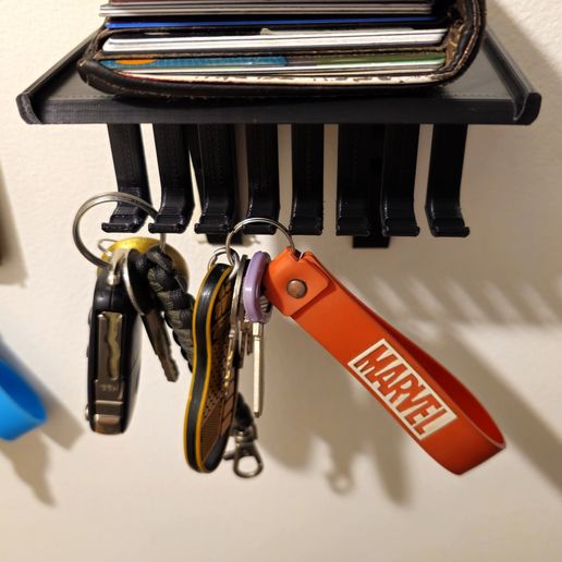 Free OBJ file Wall Key hanger with shelf for wallet (Key hanger with ...