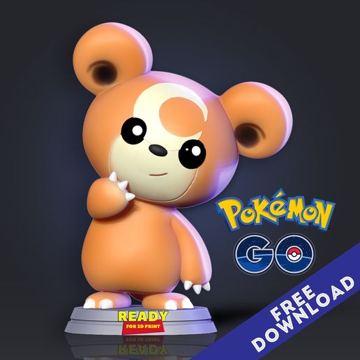 🐉 Teddiursa Pokemon Fanart・Free 3D File for ・Cults