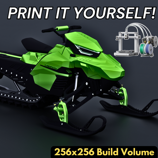 🛷 Cybersled X1 | 1/4 R/C Snowmobile・ 3D File for 3D printing・Cults
