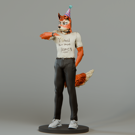 3D file FURRY Party Fox - STL Figurine- 3D- Anime 🥳 ・3D printing model ...