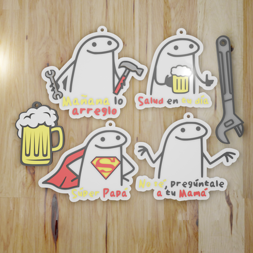 3D file PACK 4 KEY RINGS FATHER'S DAY / DEFORMITO / FLORK MEME 🔑 ・3D ...