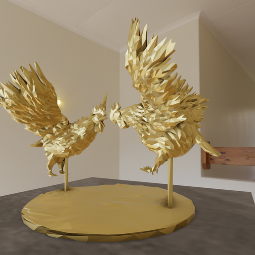 STL file chickens fighting low poly stl 🐔 ・3D printable model to ...
