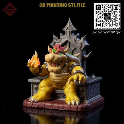 🐢 Bowser on Throne・ 3D File for 3D printing・Cults