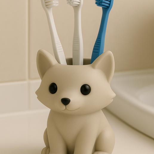 🦊 Cute Fox Toothbrush Holder – Adorable Bathroom Organizer (STL)・ STL ...