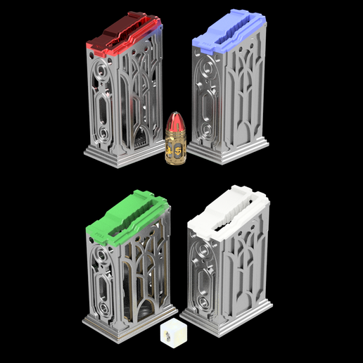 🎲 Imperial Bolter Bullet Dice and Magazin・ STL File for 3D printing・Cults