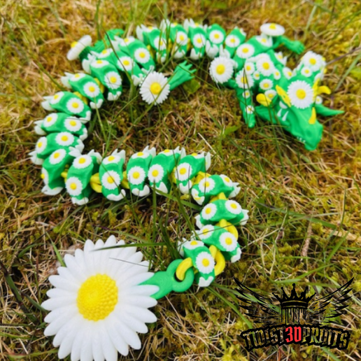 💐 Daisy Flower Dragon, Articulated Dragon Flexi・ STL File for 3D ...