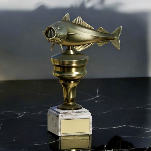 STL file fish coalfish / Pollachius virens trophy cup for 3d printing 🐠 ...
