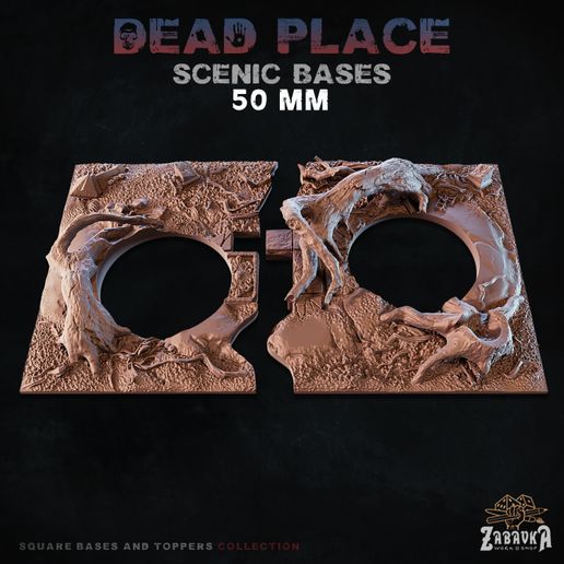 😵 Dead Place - Scenic Bases (50mm Bases)・ 3D File for 3D printing・Cults