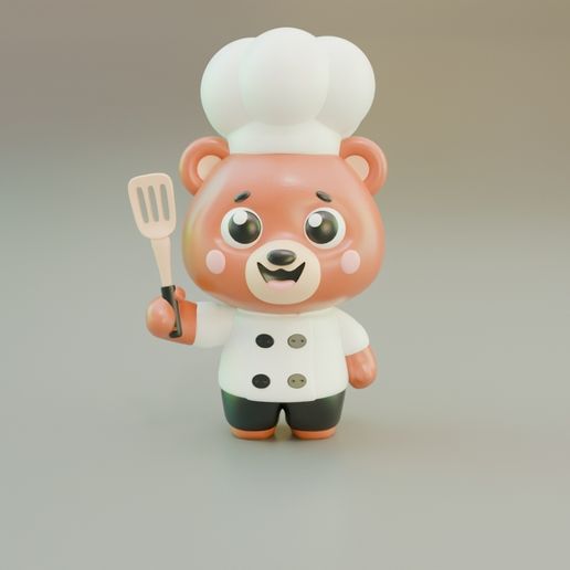 👩‍🍳 CHEF BEAR FIGURE・ STL File for 3D printing・Cults