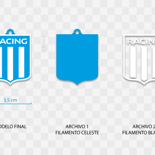 🛡️ Escudo de Racing Club para llavero (dos colores)・Archivo STL Gratis ...