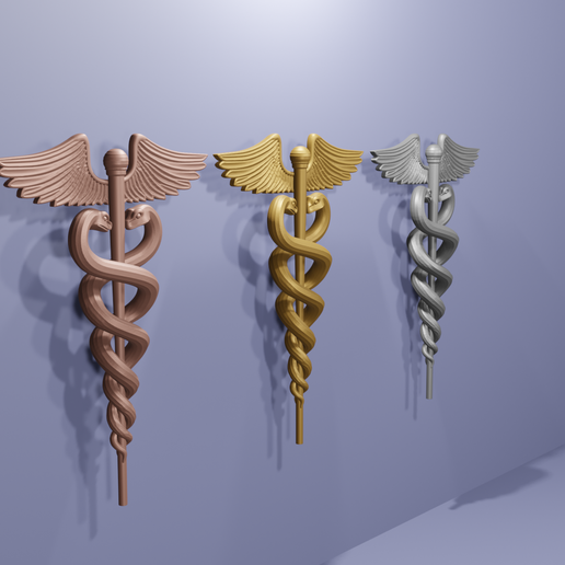 👾 Caduceus Symbol・ STL File for 3D printing・Cults