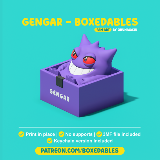 🎨 Gengar - Boxedables [Fan Art]・ STL File for 3D printing・Cults
