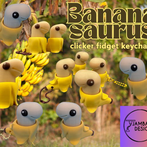 👌 Banana-saurus Clicker Fidget and Keychain・ 3D File for 3D printing・Cults