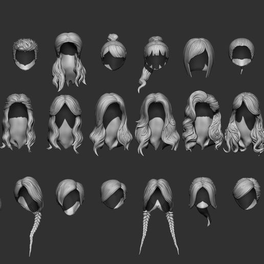 ♀️ 28 Female hair・ 3D File for 3D printing・Cults