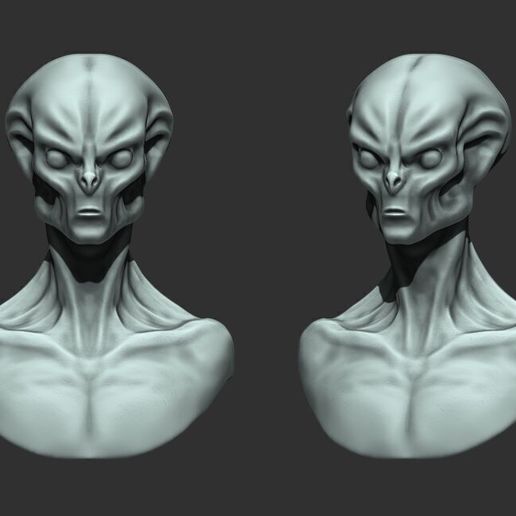 👽 Alien Bust 8 - Sculpture Detailed 3D STL 3D print・ 3D File for 3D ...