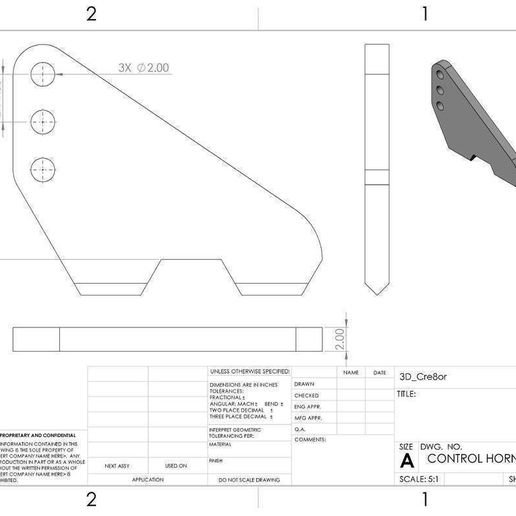 🛩️ RC Plane Control Horn・Free STL File for ・Cults