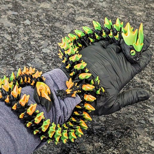 🐉 Articulated Flexi Dragon Print-in-place: Fire Elemental (fidget toy)・ STL File for 3D printing ...