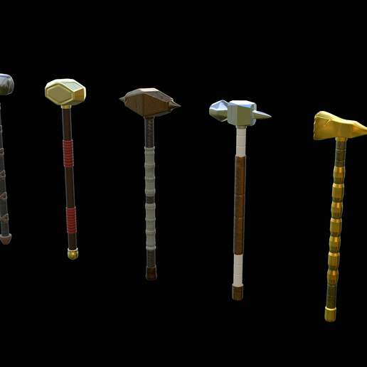 🛡️ 5x design two handed maul medieval・Free 3D File for ・Cults