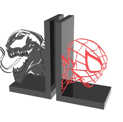 🦸‍♂️ spiderman vs venom BOOKENDS・ STL File for 3D printing・Cults