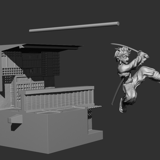 Demon Slayer - Tanjiro in Infinity Castle | STL Diorama・ 3D File for 3D ...