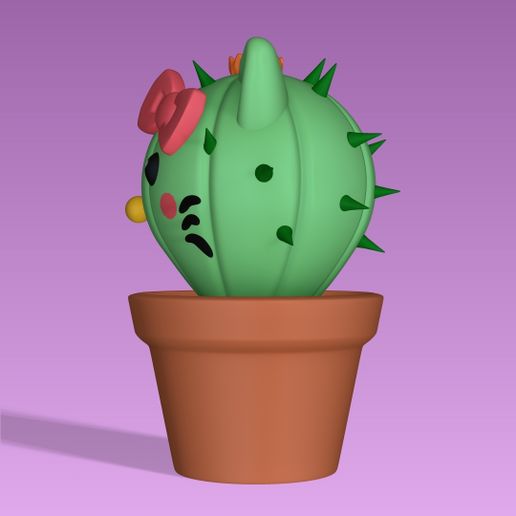 STL file Hello Kitty Cactus | plant | desk ornament 👋 ・3D printable ...