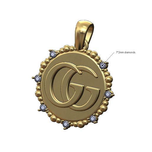STL file GG logo beaded diamond pendant charm 3D print model 💎 ・3D ...