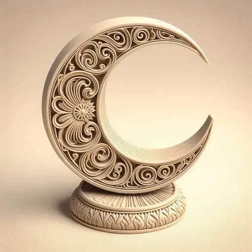 🌙 3D Printed Carved Half Moon Sculpture・ STL File for 3D printing・Cults
