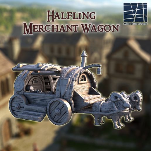 🎲 Halfling Merchant Wagon 28 mm Tabletop Terrain・ STL File for 3D ...