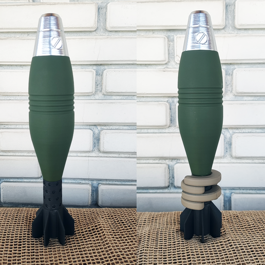 🐚 40 mm Mortar shell with propellant charges・ STL File for 3D printing ...