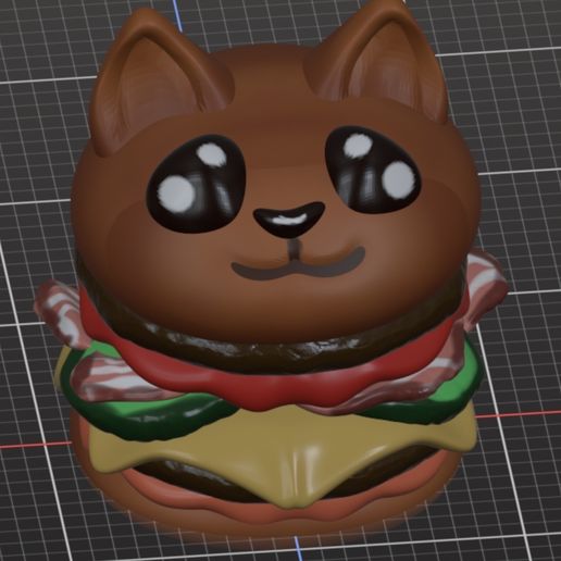🐱 Cute Burger Kitty Cat Figurine・ STL File for 3D printing・Cults